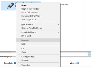 Formatting a USB stick